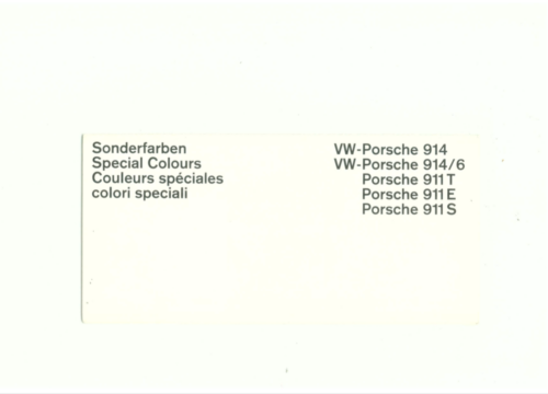 Porsche 914 (All Years) - Paint Colors (Exterior & Interior)