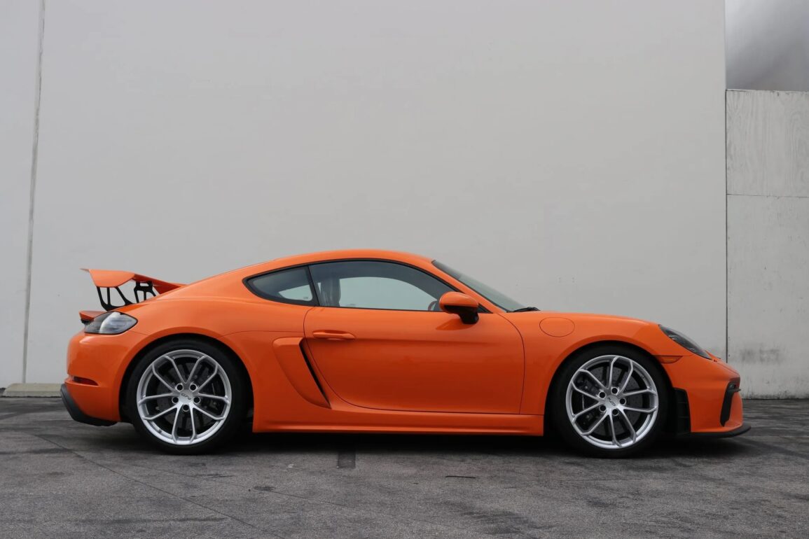 FOR SALE: 2021 Porsche 718 Cayman GT4 In PTS Pastel Orange