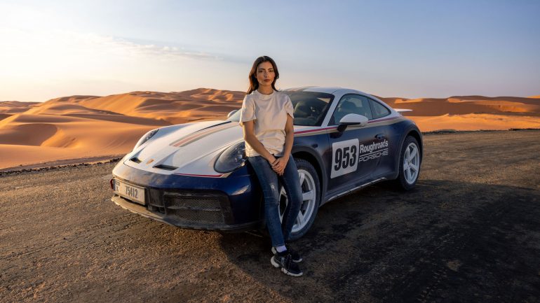 F1 Academy race winner Amna Al Qubaisi drives the 911 Dakar
