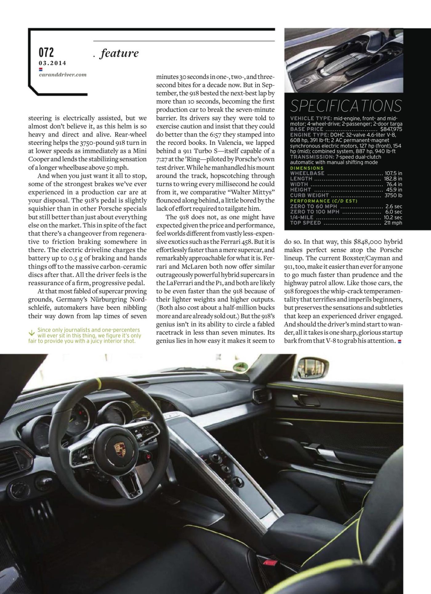 Porsche 918 Review by Car and Driver Magazine - Here's What They Said