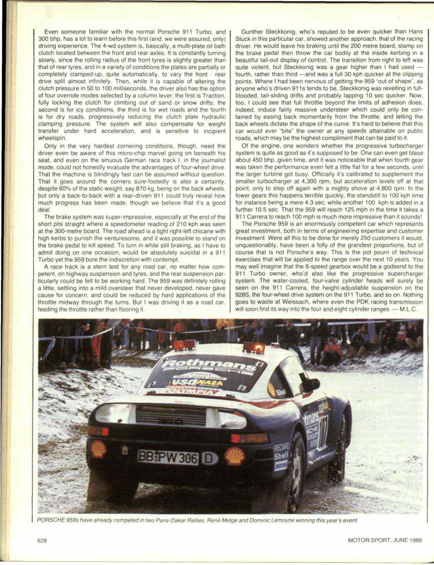 Motor Sport Magazine Reviews the Porsche 959
