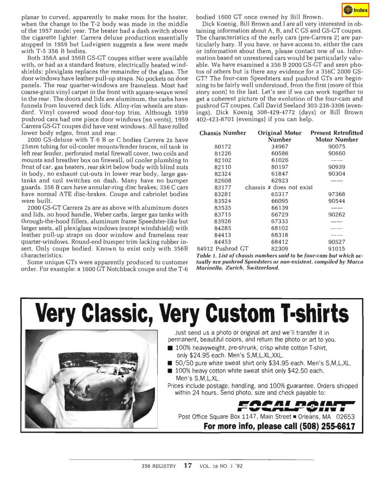 Porsche-356A 1500 Carrera GS, 1500 Carrera GS/GT, 1600 Carrera GS/GT
