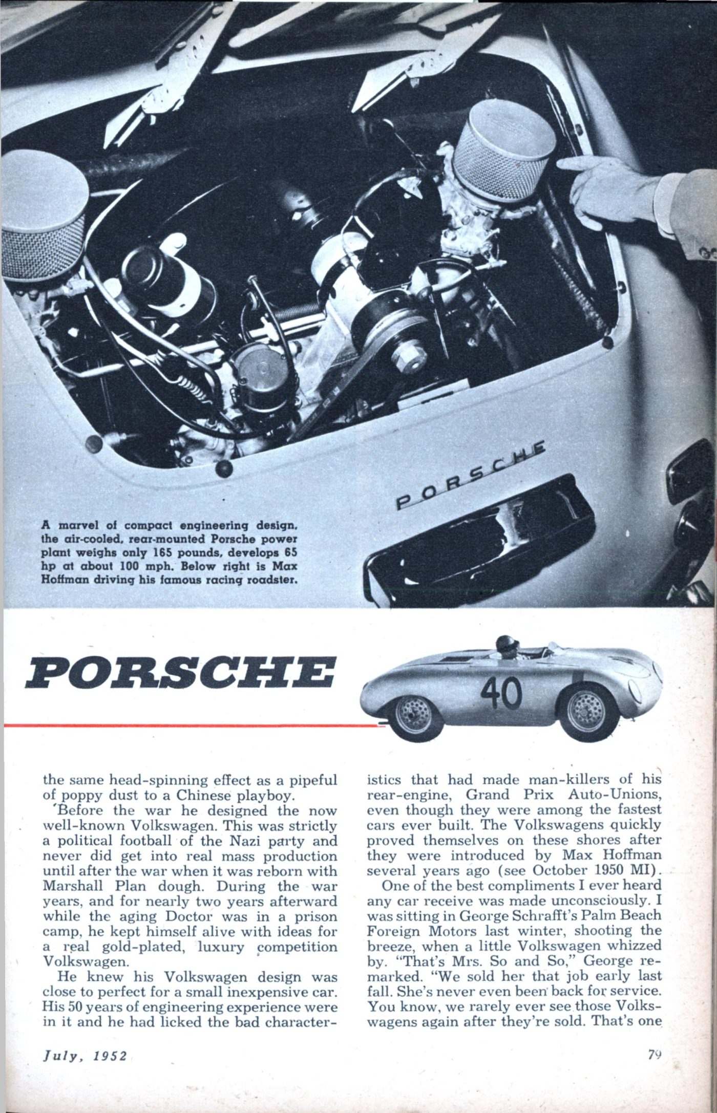 Mechanix Illustrated Tests the German Porsche - Porsche 356 pre-A Cabriolet